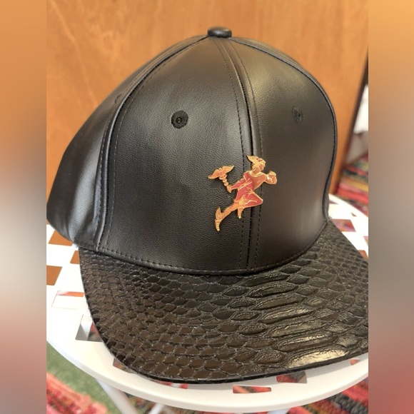 Accessories | Son Of Zeus Black Leather Cap With Embossed Brim | Poshmark